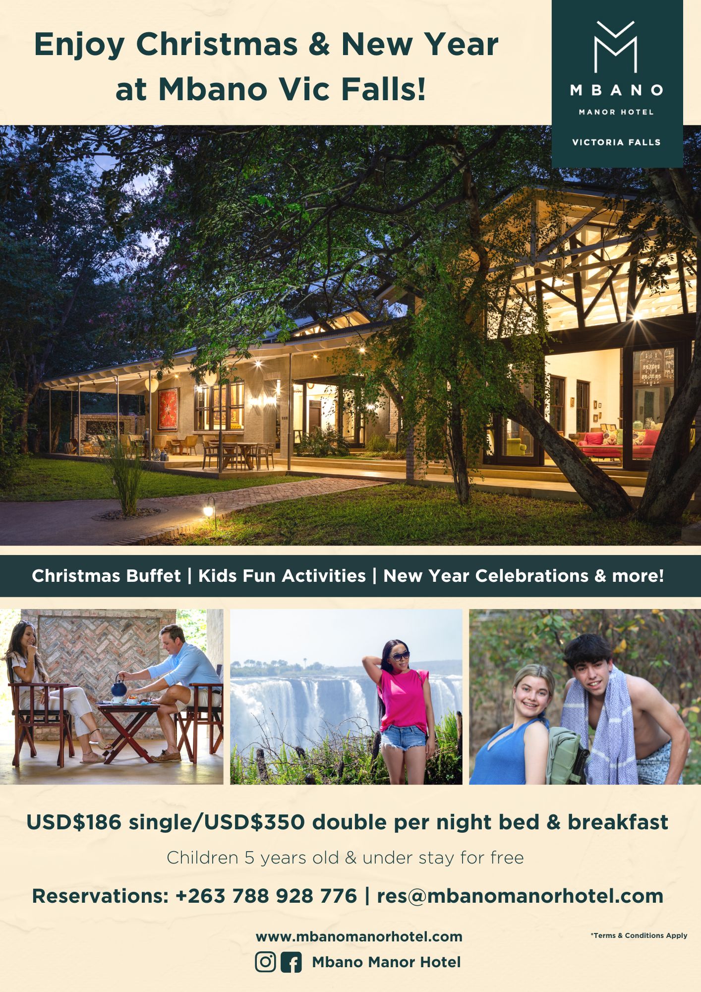 Book Luxury Accommodation in Victoria Falls | Mbano Manor Hotel